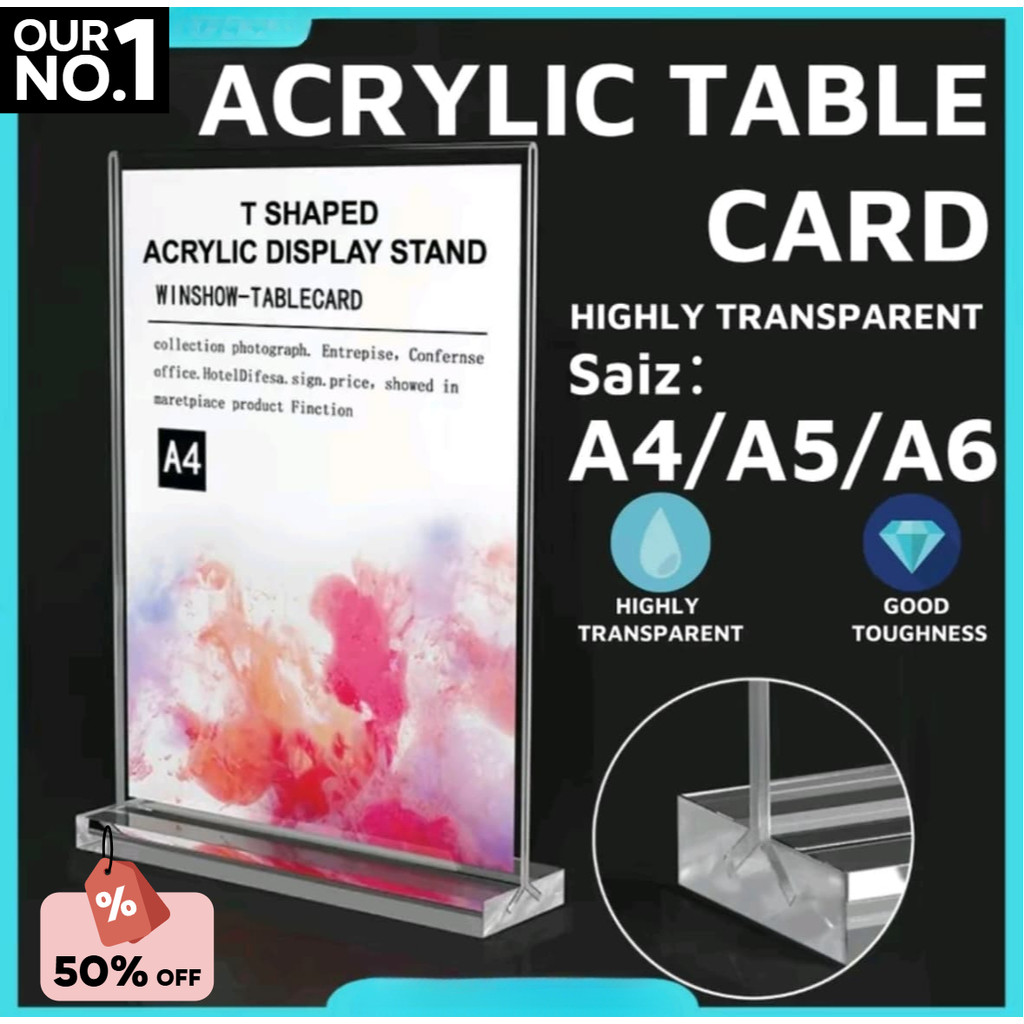 Acrylic Stand A4 Size A5 A6 Size Acrylic T-Shape Display Stand, T Shape ...