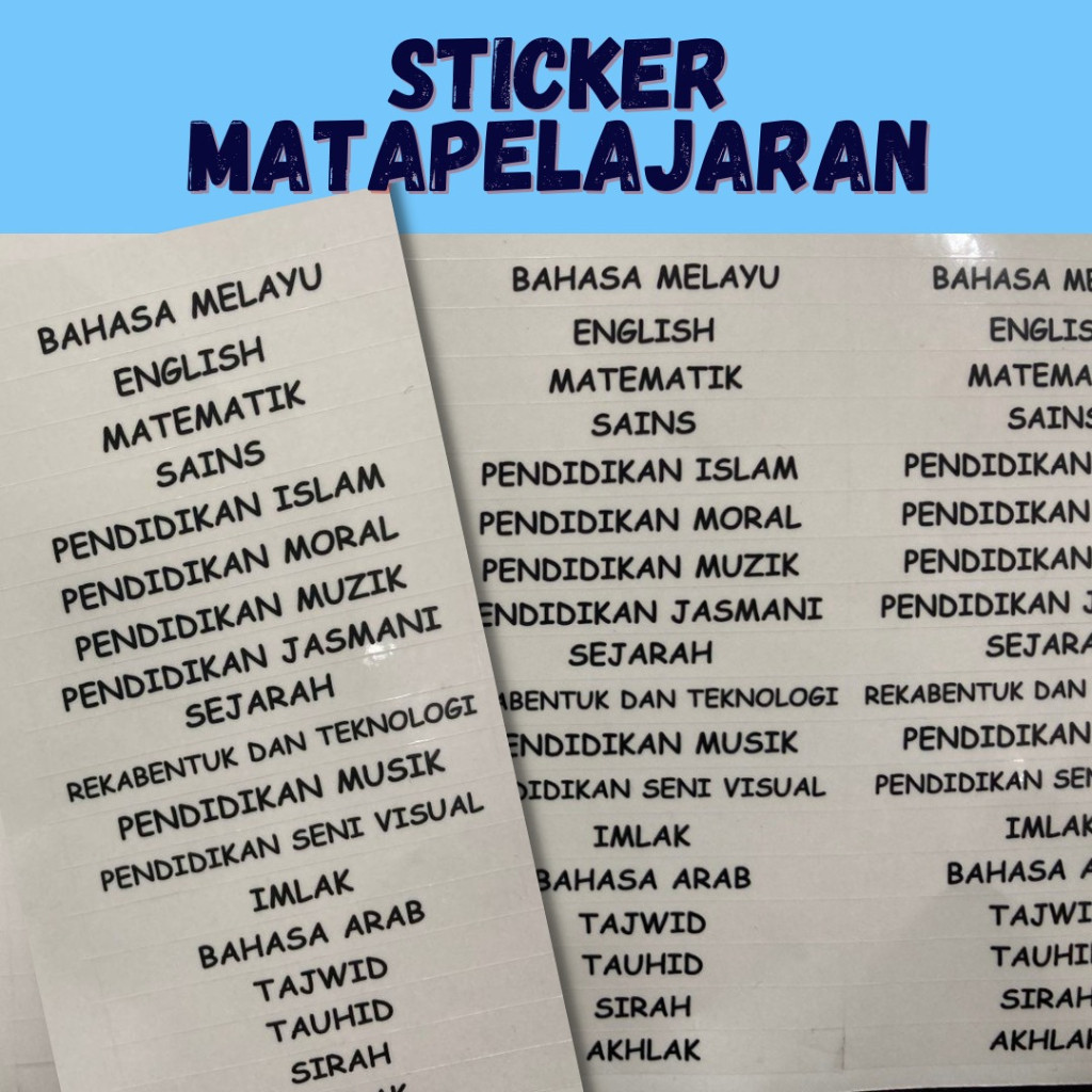 Sticker Label Buku Mata Pelajaran (Wording) | Shopee Malaysia