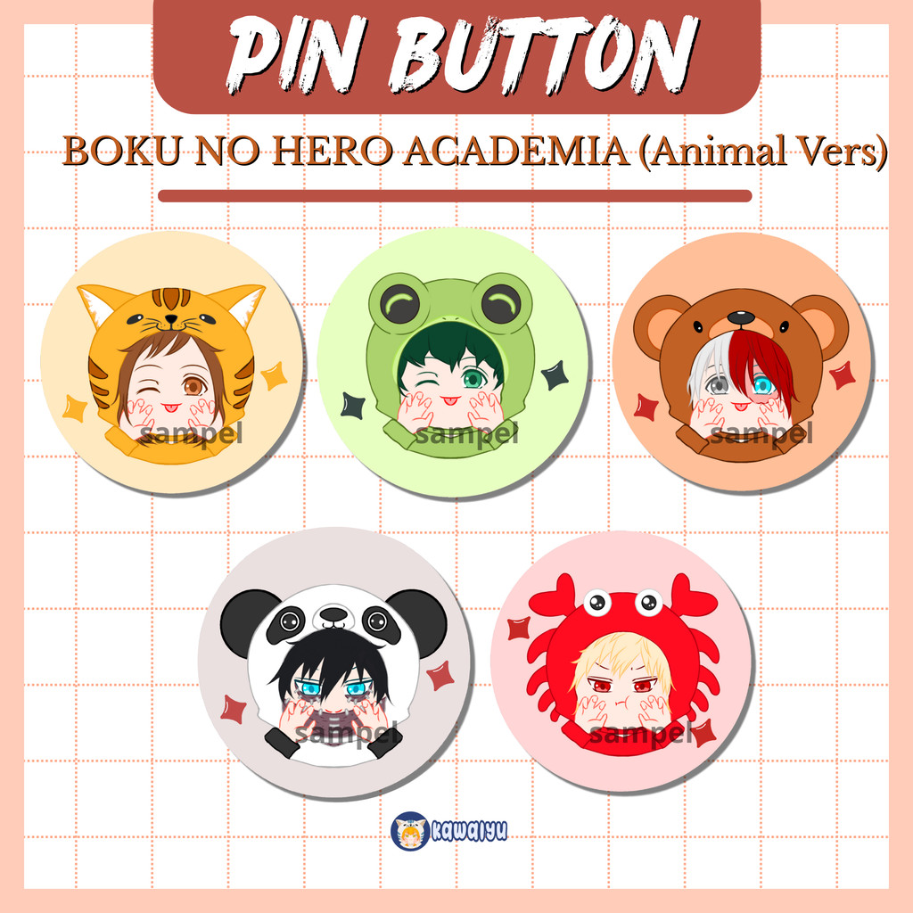 Boku Anime Button Pin No Hero Academia BNHA | 44mm Anime Pins by Kawaiu ...