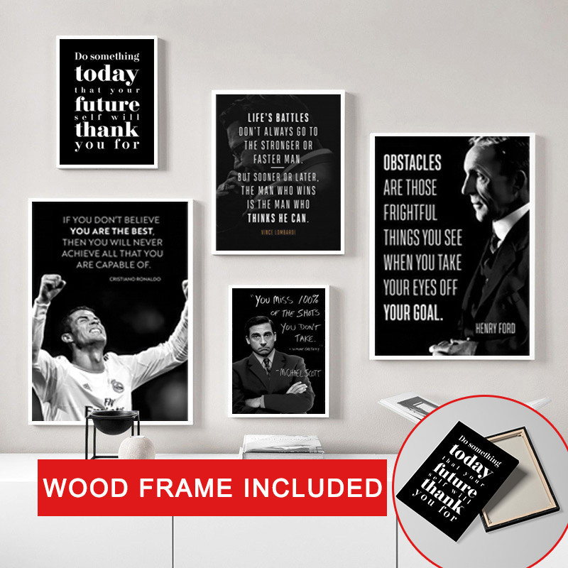 （With Frame）Motivational Phrases Poster Inspiring Words Wall Art Prints ...