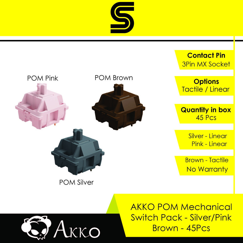AKKO POM Mechanical Switches 45Pcs Per Pack (POM Silver/POM Pink/POM ...