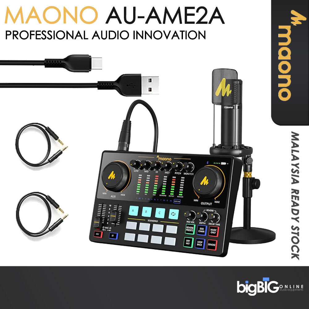 Maono AME2A Professional Sound Card Condenser Microphone Set Maonocaster Studio Audio Interface ...
