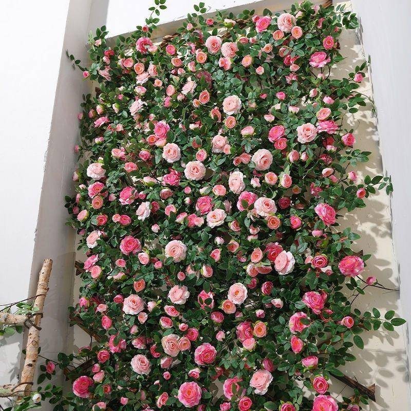 Roses Vine Wall Mounted Artificial Flowers Vines for Hotel Gardens ...