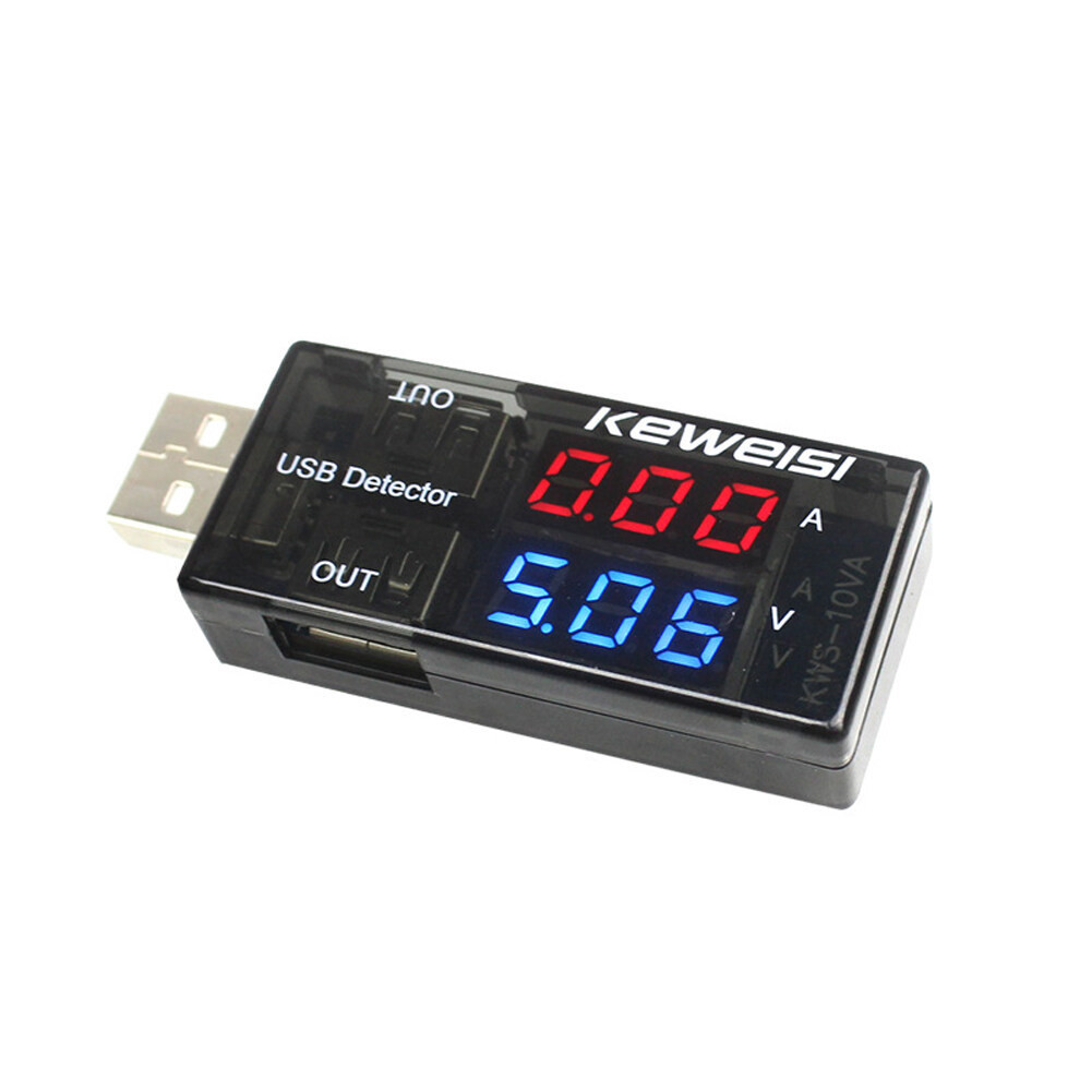 USB Voltmeter Ammeter Tester Digital Dual Display 3-9V Voltage 0-5A ...