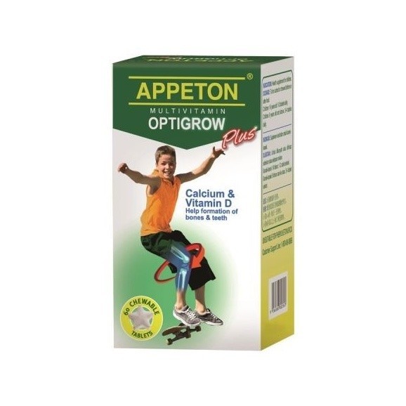 APPETON MULTIVITAMIN OPTIGROW PLUS [CALCIUM + VITAMIN D] 60 CHEWABLE ...