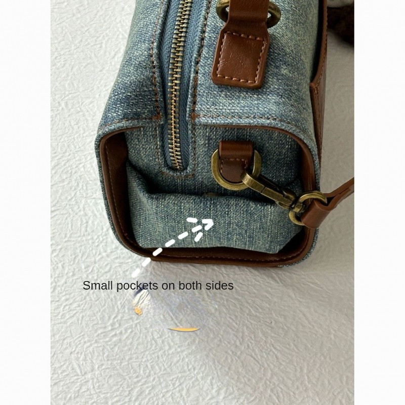 [HONGDA] uni tote bag handbag Denim Bag women Vintage Retro Boston ...