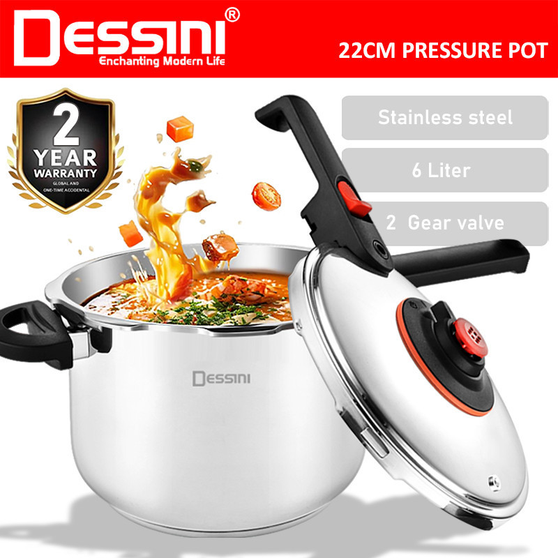 DESSINI ITALY 6L Non-stick Stainless Steel Induction Pressure Cooker ...