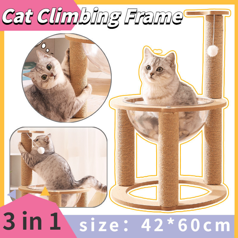 3 IN 1 Cat Climbing Frame Integrated Space Capsule Sleeping House Cat ...