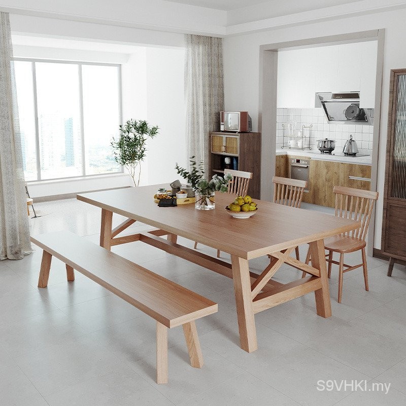 Japanese Style Log Solid Wood Dining Table Nordic Household Reception ...