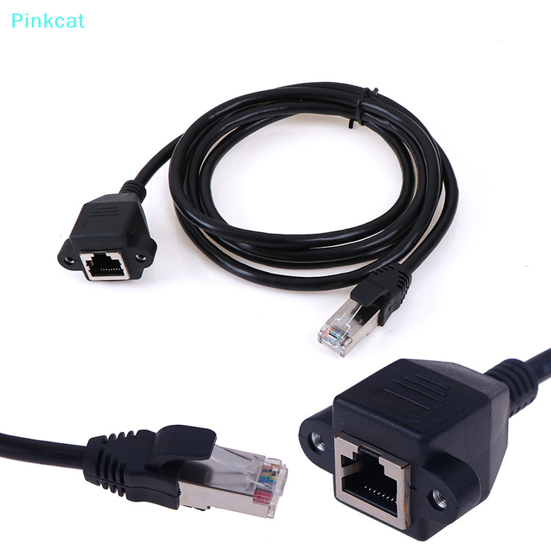 Pinkcat 1Pc RJ45 Male to Female Screw Panel Mount Ethernet LAN Network ...