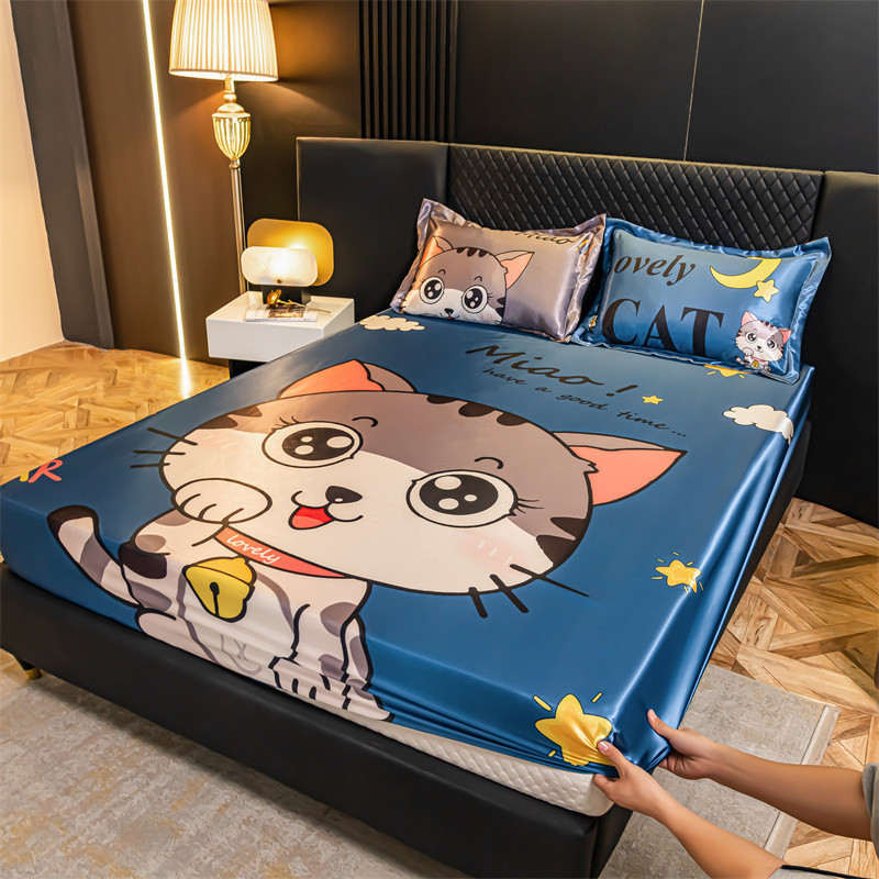 Cartoon Ice Silk Bed Sheet cadar tilam Skin-Friendly and Breathable ...