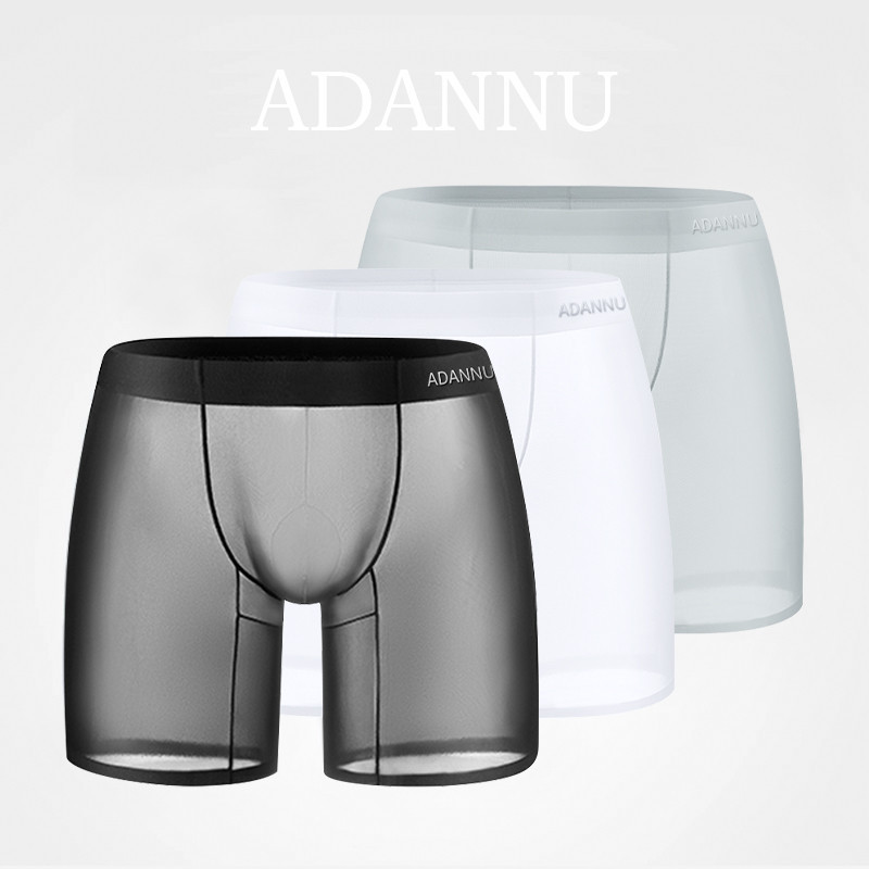 Long style Ice Silk Transparent ultrathin Men's Boxershorts Underwear ...