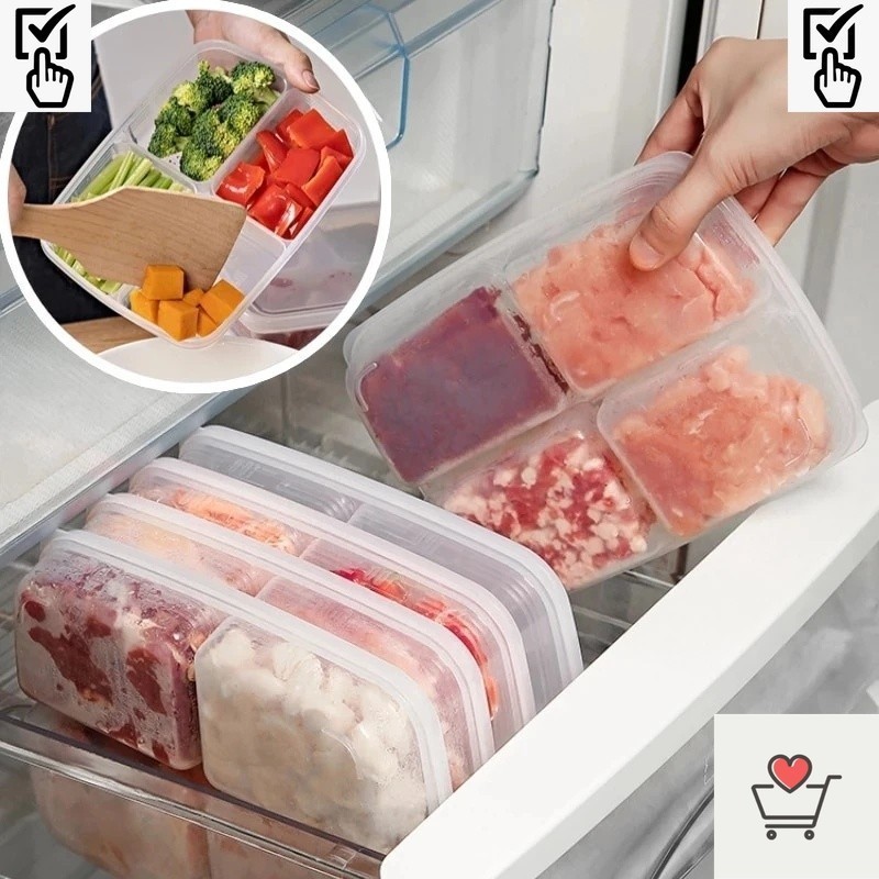 MBR Durable 4 Grids Food Fruit Storage Box with Lid Portable ...