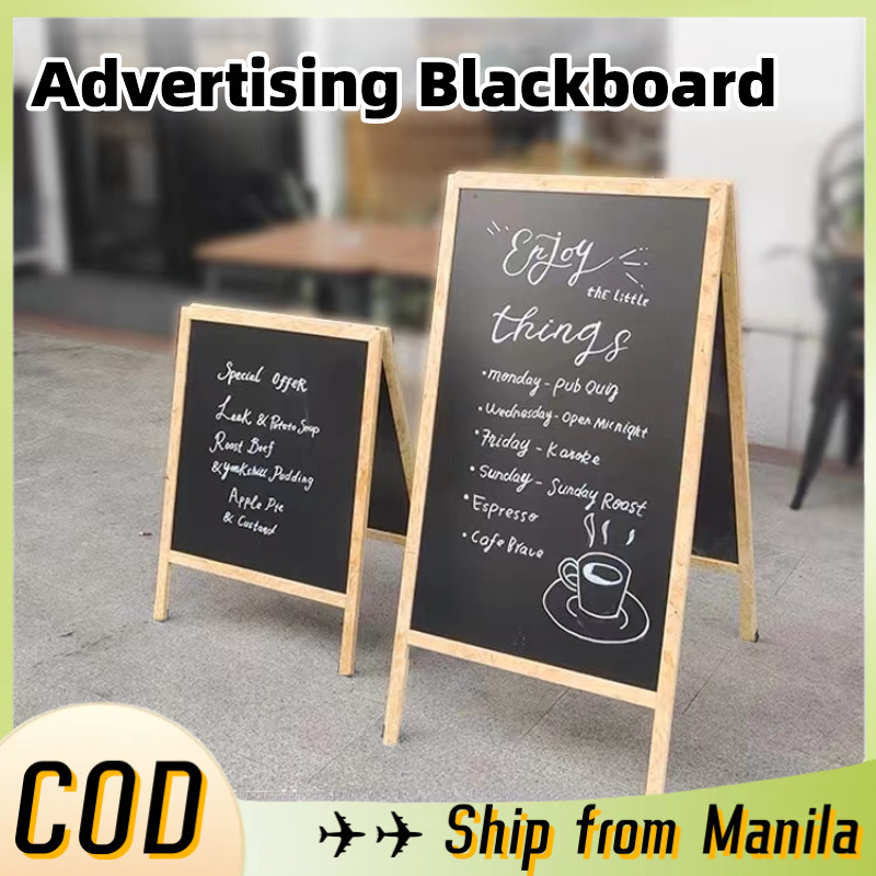 Wooden Drawing Blackboard Double Sided Advertising Board Shop Menu ...