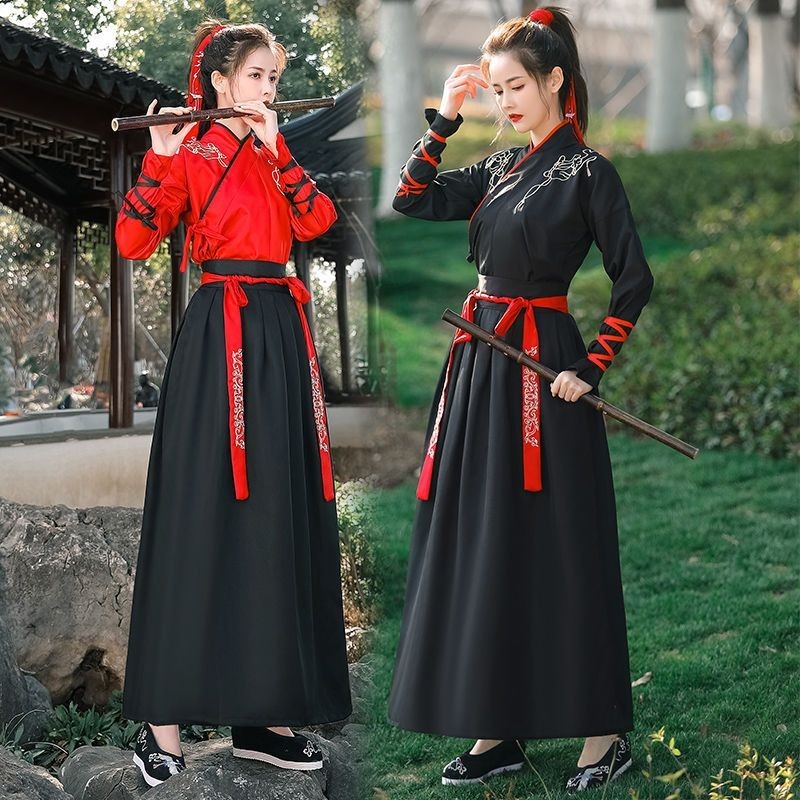 ((Ready Stock) Martial Arts Female Chinese Cross Collar Full Skirt Male ...