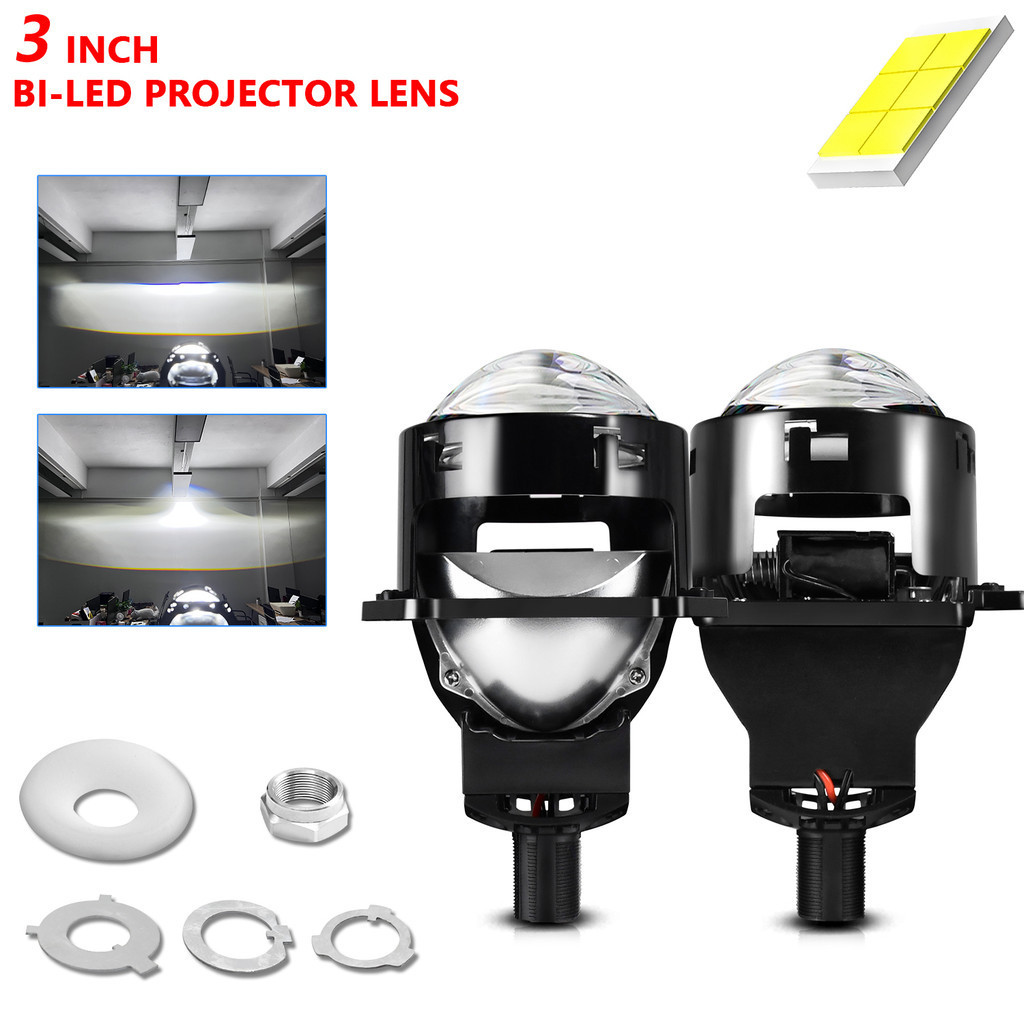 3 Inch Bi-LED Projector Lenses 6000K H4 H7 9005 9006 Car Headlight Bulbs Retrofit Kits 2PCs LED ...