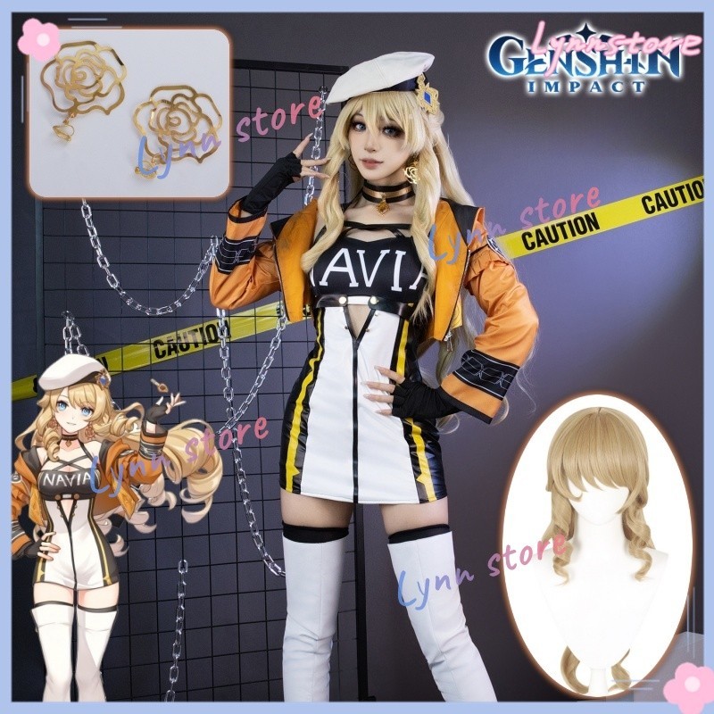 COD Navia Cosplay Costume GFENSHIN IMPACT Navia Racing Suit Outfits Wig ...