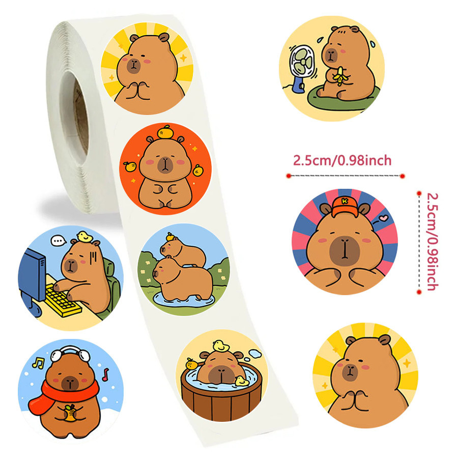 500pcs/Roll Cute Cartoon Capybara PVC Graffiti Stickers Aesthetic ...