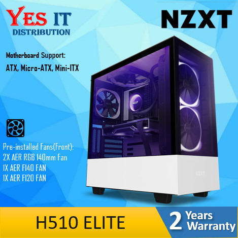 NZXT H510 / H510 ELITE ATX Mid Tower Casing (CA-H510B-W1 / CA-H510E-W1 ...