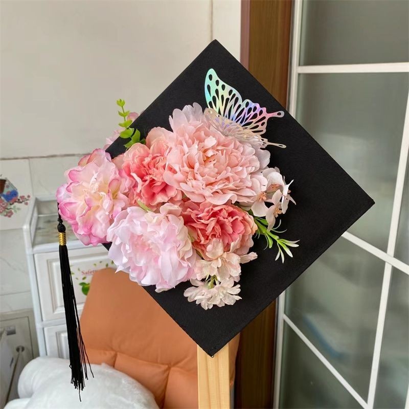 Hairpin Flower Bachelor Hat Graduation Hat College Student Graduation ...