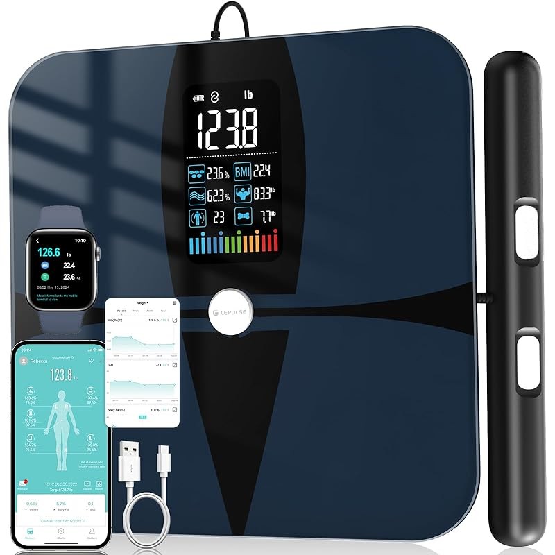 Lepulse Body Composition Scale, 8 Electrode Bathroom Smart Scale with ...