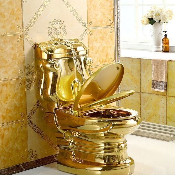 European Style Palace Golden Toilet Retro Hotel Color Toilet Embossed ...