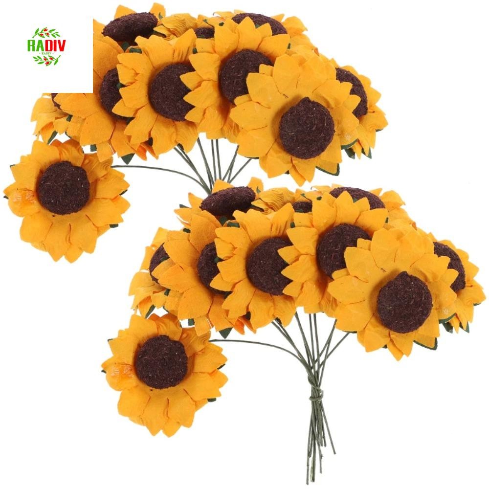 RADIV 100pcs Artificial Sunflower Paper Flower, Handmade Realistic Mini ...