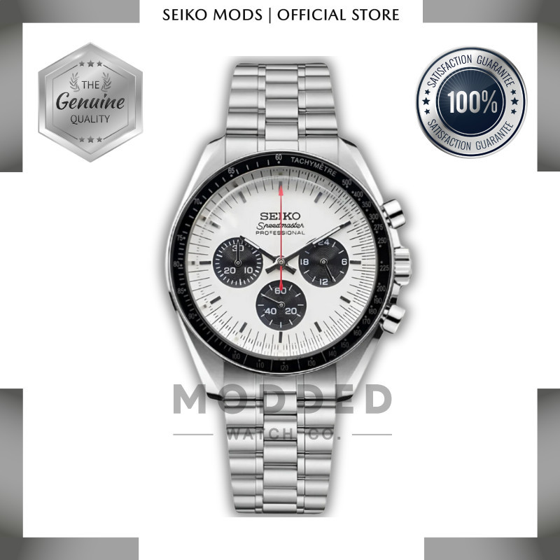[MODDED] SEIKO MOD SPEEDMASTER 40MM WHITE DIAL CHRONOGRAPH QUARTZ ...