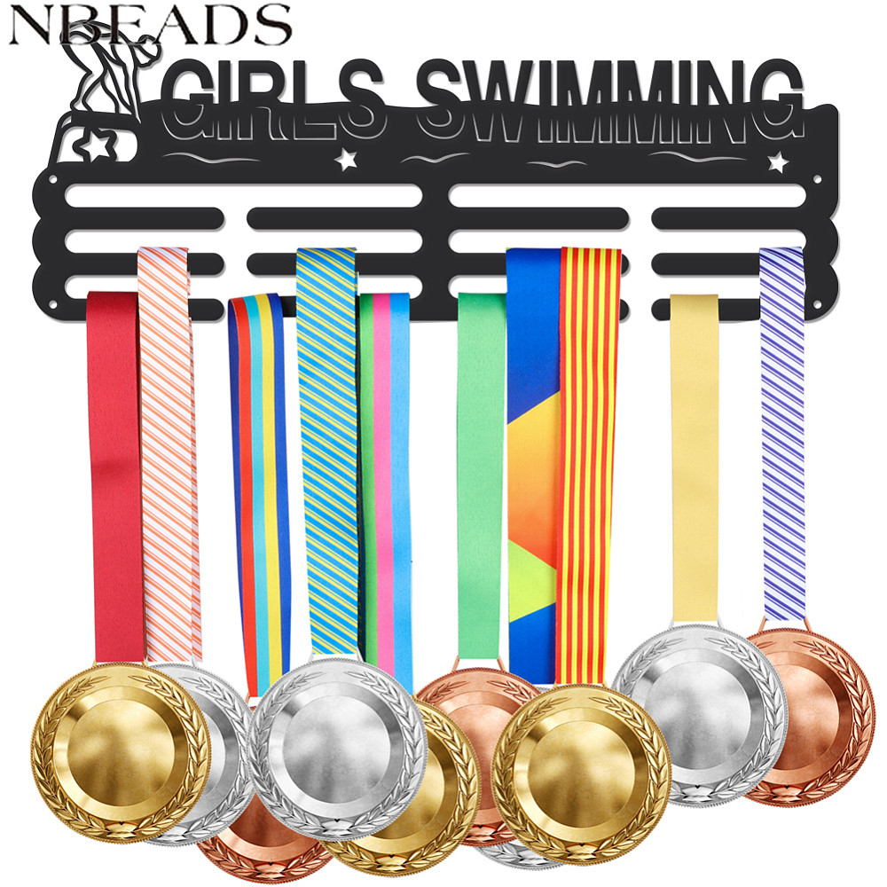 1Set Girl's Swimming Medal Hanger Stars Medal Holder with 12 Lines ...