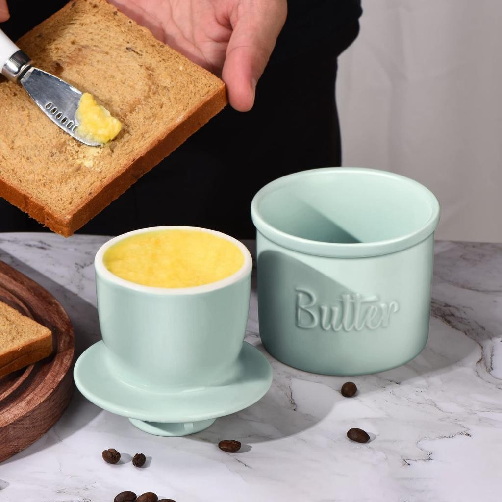 [uguuiya] Butter Crock with Lid Kitchenware Butter Storage Jar for Soft ...