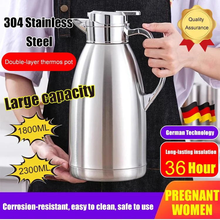 German Technology 304 Stainless Steel Double-Layer Thermos Pot Water ...