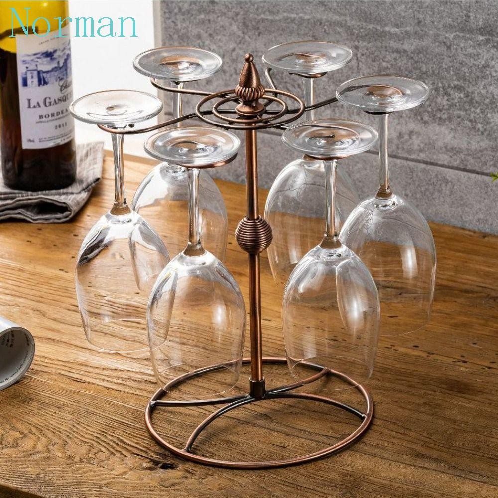 NORMAN Wine Glass Cup Rack, Free Standing 6 Hooks Goblet Holder, Sturdy ...