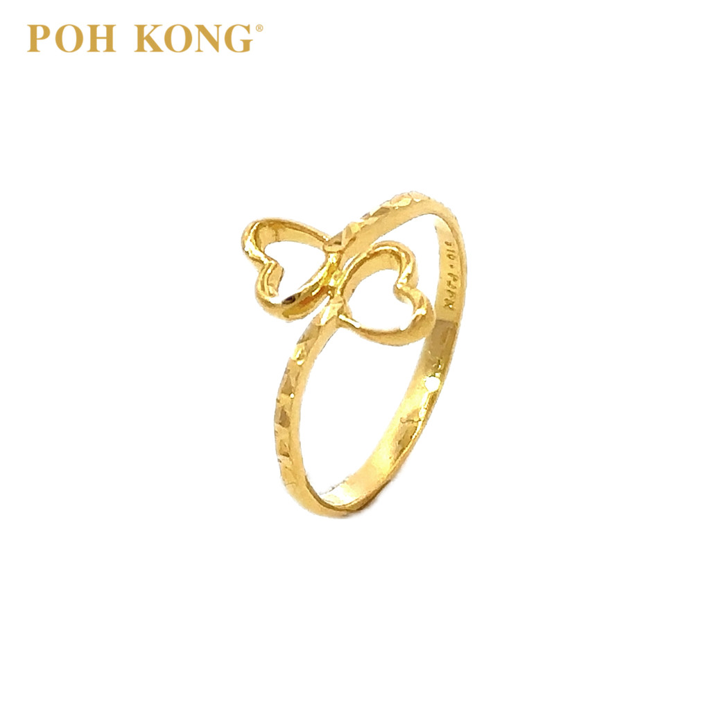 POH KONG 916/22K Yellow Gold Twin Heart Ring | Shopee Malaysia