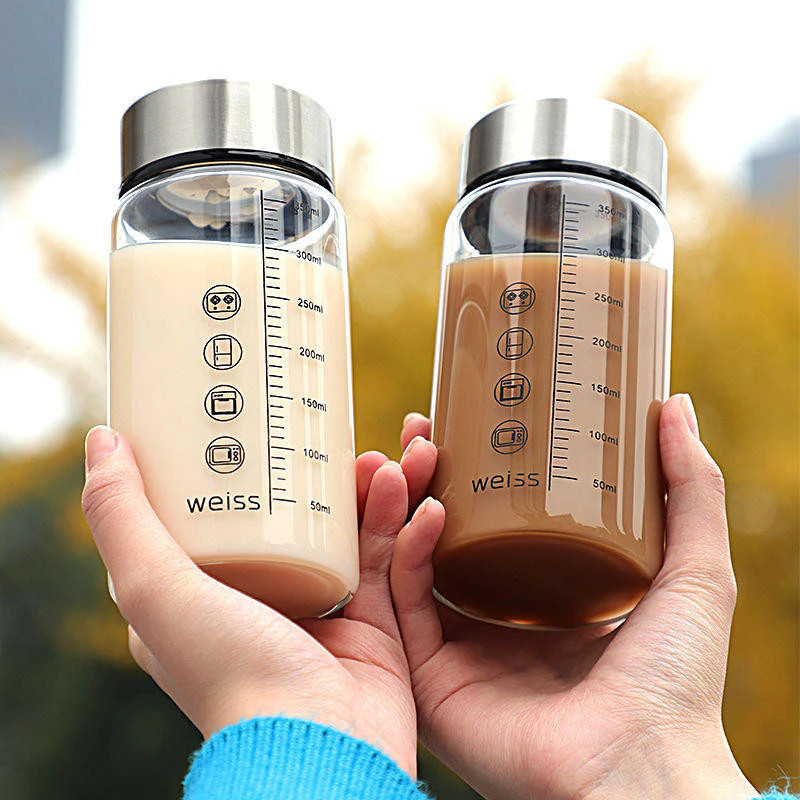 Graded Glass Bottle for Liquid Milk with 350ml Capacity Bag | Shopee ...