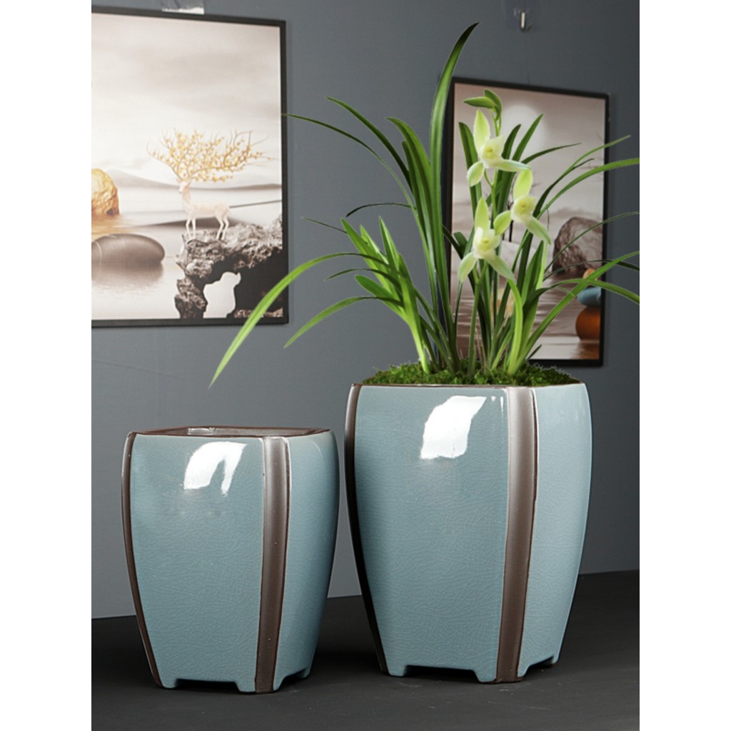 Kegunaan khas orkid gaya Cina yang sangat besar pasu bunga Ge Kiln ...