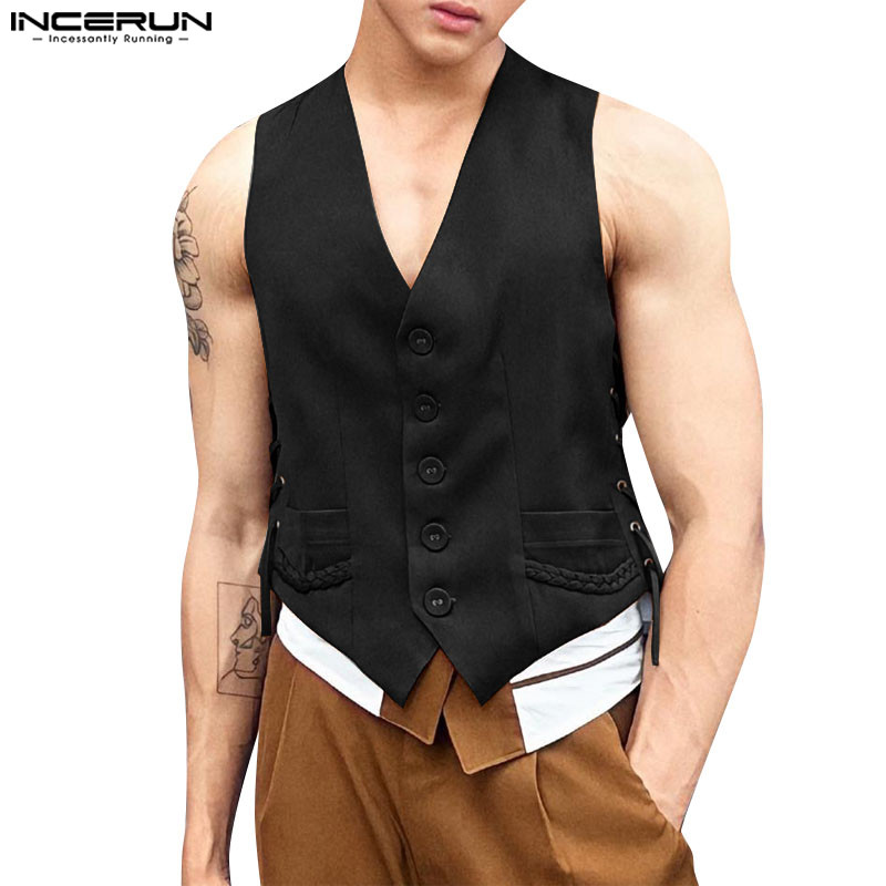 INCERUN men's side drawstring design casual vest | Shopee Malaysia