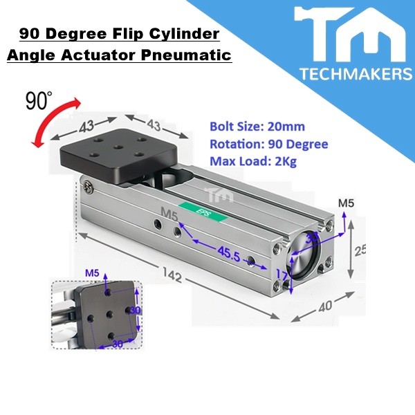 90 Degree Flip Cylinder Angle Actuator Pneumatic Rotary Valve Air ...