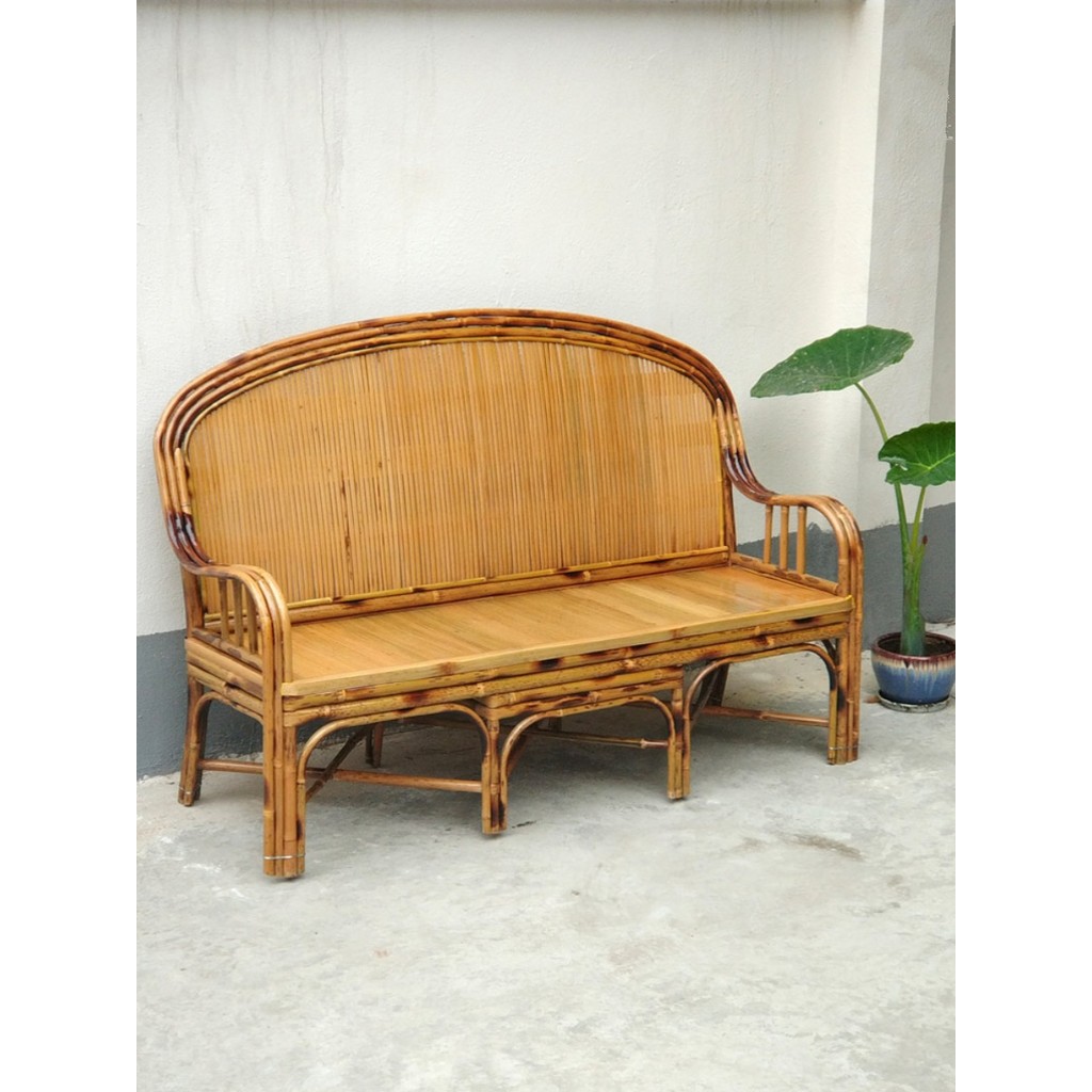 Set Meja dan Kerusi Buluh untuk Ruang Tamu, Gabungan Sofa Buluh dan ...