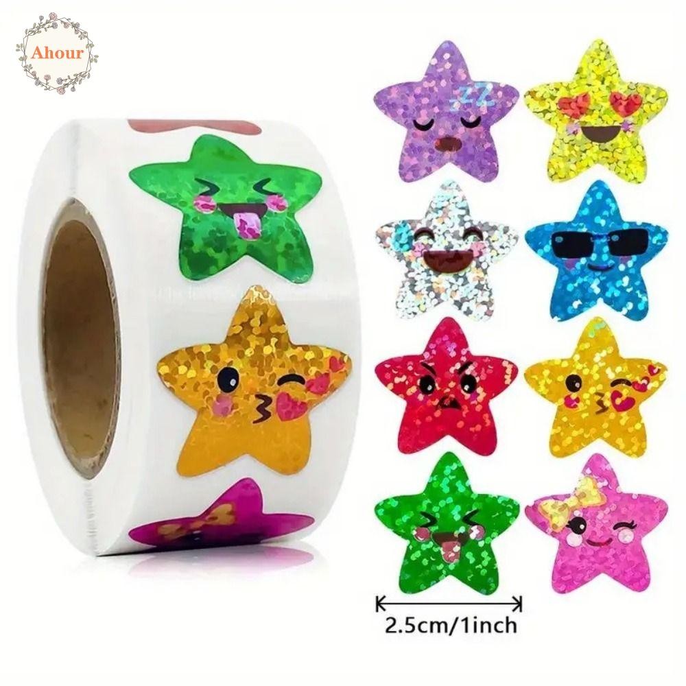 AHOUR 500pcs/roll Colorful Glitter Star Stickers, Sealing Stickers Self ...