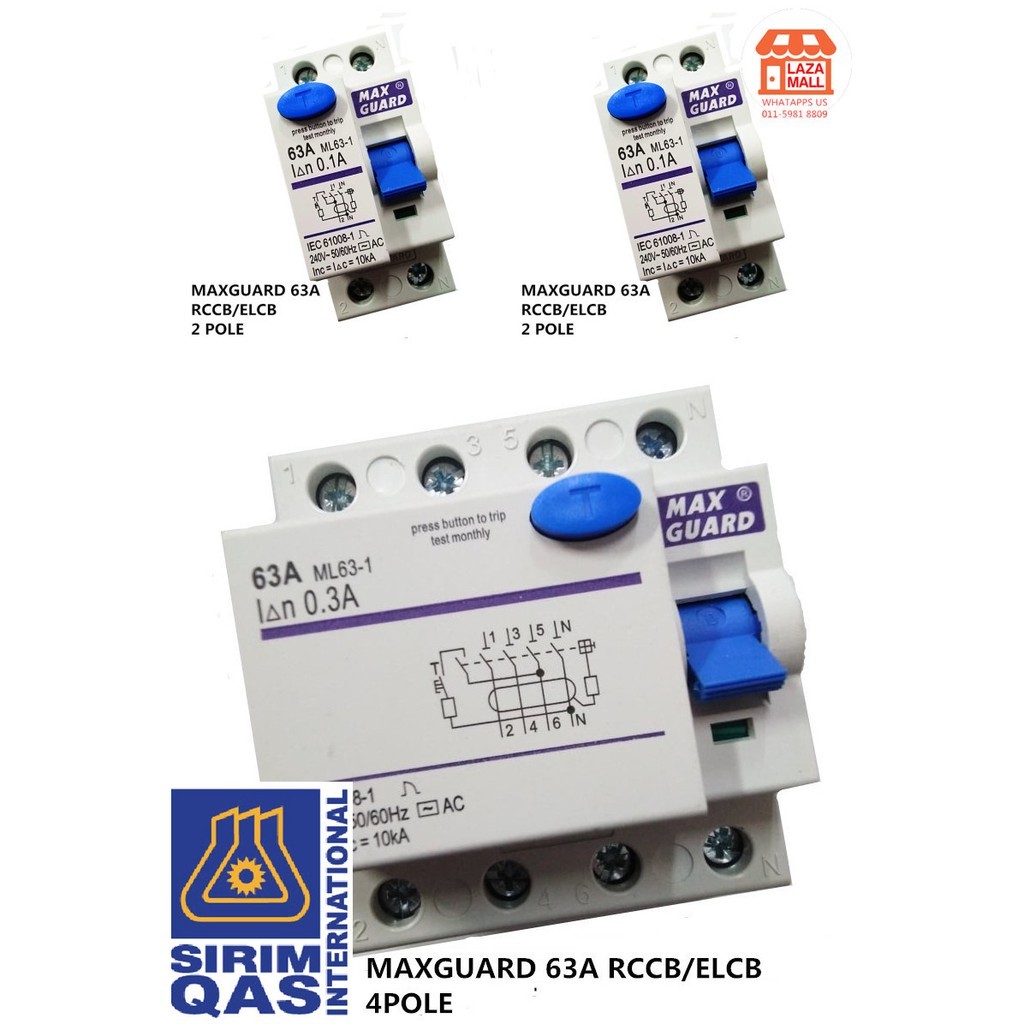 【SIRIM】ORIGINAL MAXGUARD ELCB 40A/63A (RCCB)/Miniature Circuit Breaker ...
