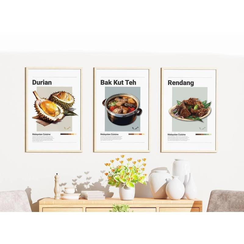 Minimalist Malaysian Food Poster Bundle Wall Art Prints Poster Rendang ...