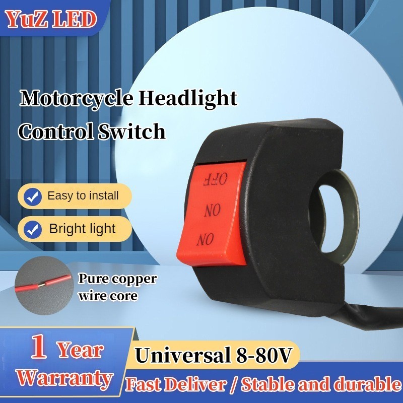 Universal 22mm 7/8" Motorcycle Light Switch Handlebar Double Flash ...