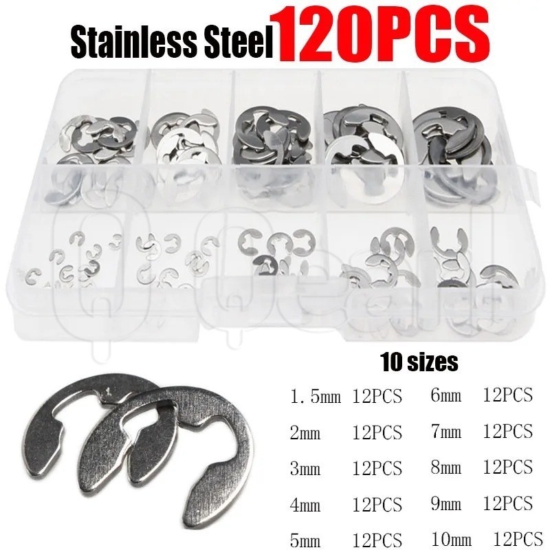 120Pcs/1Box Retaining Circlip Set - Open Retaining Ring - Screw Washers ...