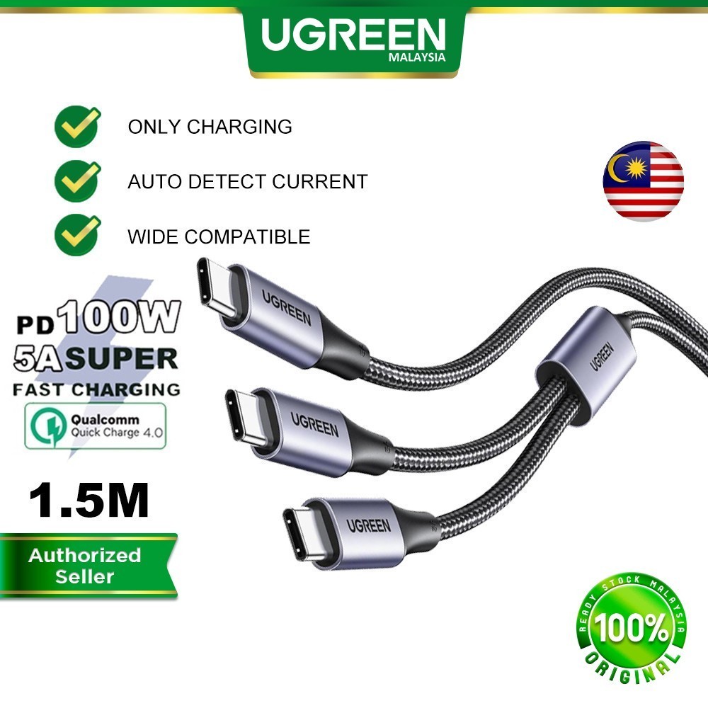 UGREEN USB C to USB C Cable 100W Y Splitter Type C Charger Cable 2 in 1 ...
