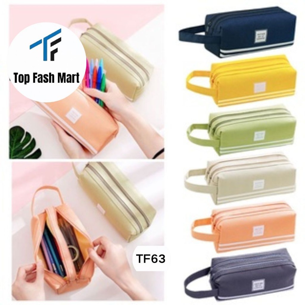 TF Student Multi-function Double-Layer Simple Large Capacity Stationery Box Pencil Case TF63 ...