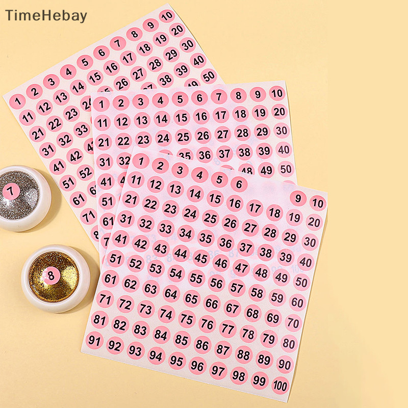 TimeHebay 1 Sheet(1-100) Number Sticker Label For Nail Polish Color ...