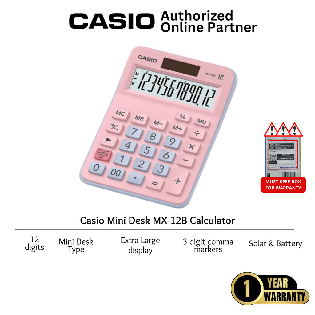🔥READY STOCK🔥 Casio MX-12B 12 Digit Calculator (2 Way Power) 100% (1 ...
