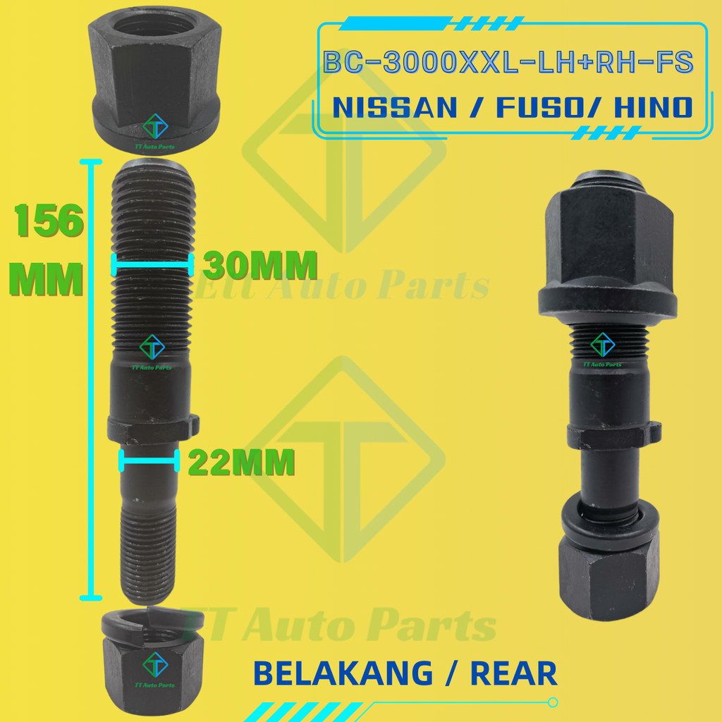 Hino/Nissan/Fuso (Belakang/Rear) Hub Bolt With Nut, Extra Long*156MM ...