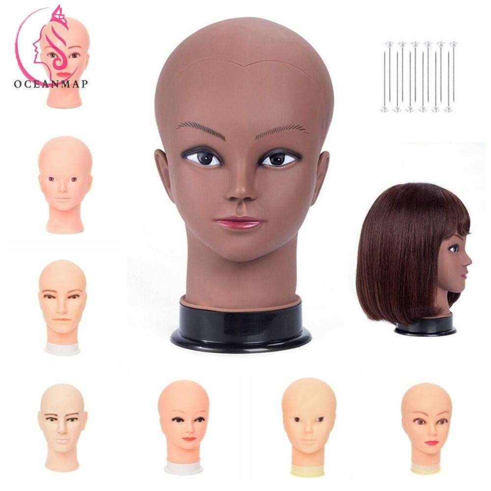 OCEANMAP Training Head, Female/Male Practice Model Head, Styling Bald ...