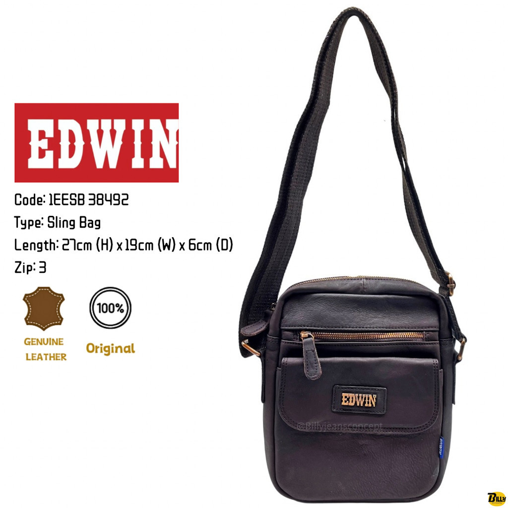 EDWIN Brand Men’s Genuine Leather Sling Bag ( 1EESB 38492 ) | Shopee ...